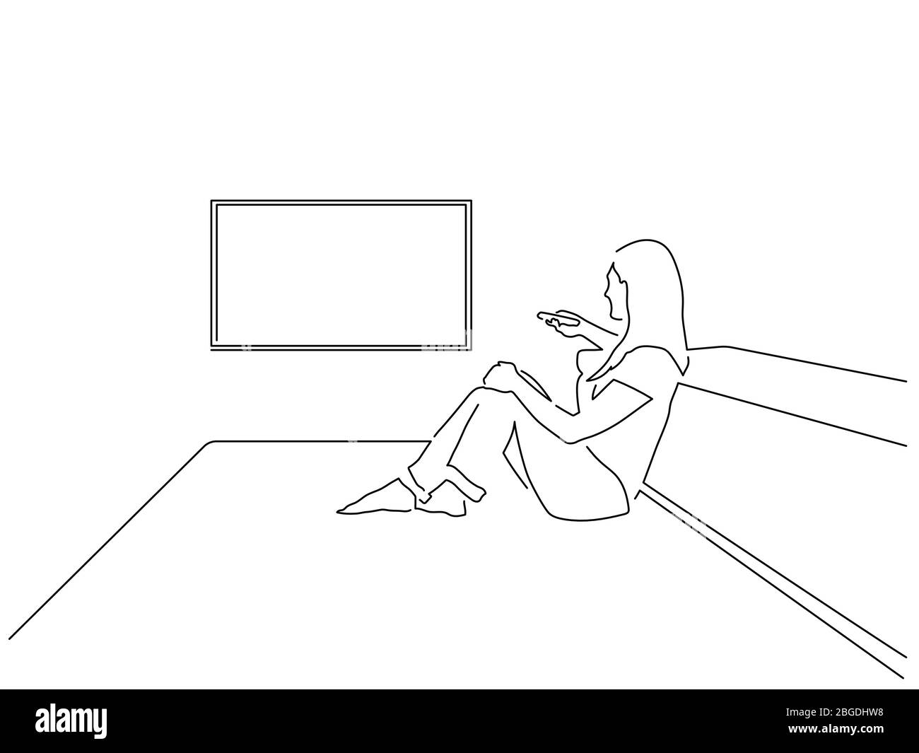 People at home isolated line drawing, vector illustration design Stock ...