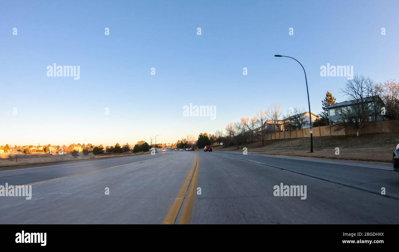Driving on typical paved roads in suburban America Stock Photo - Alamy
