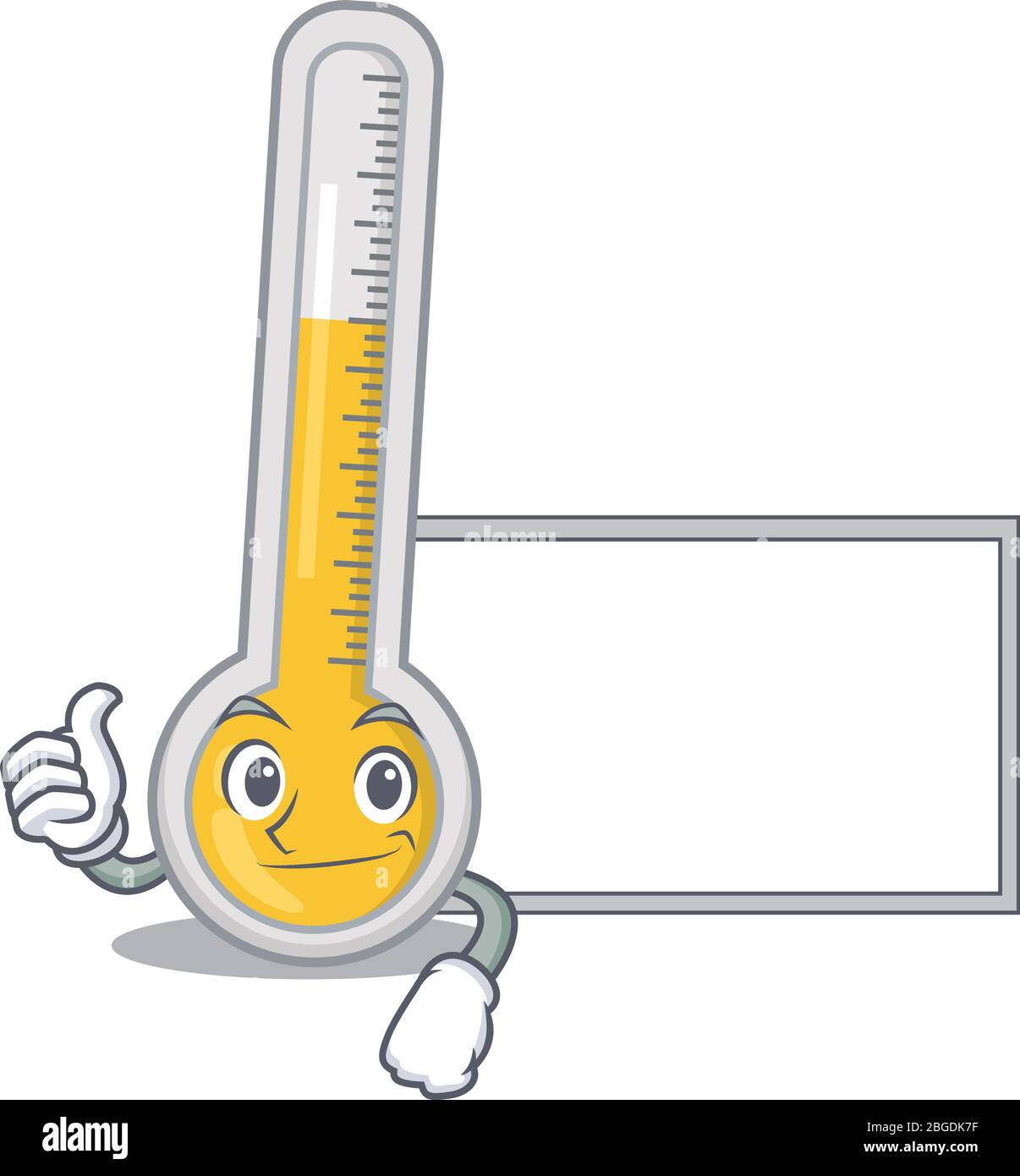 Humorous warm thermometer cartoon design Thumbs up bring a white board ...
