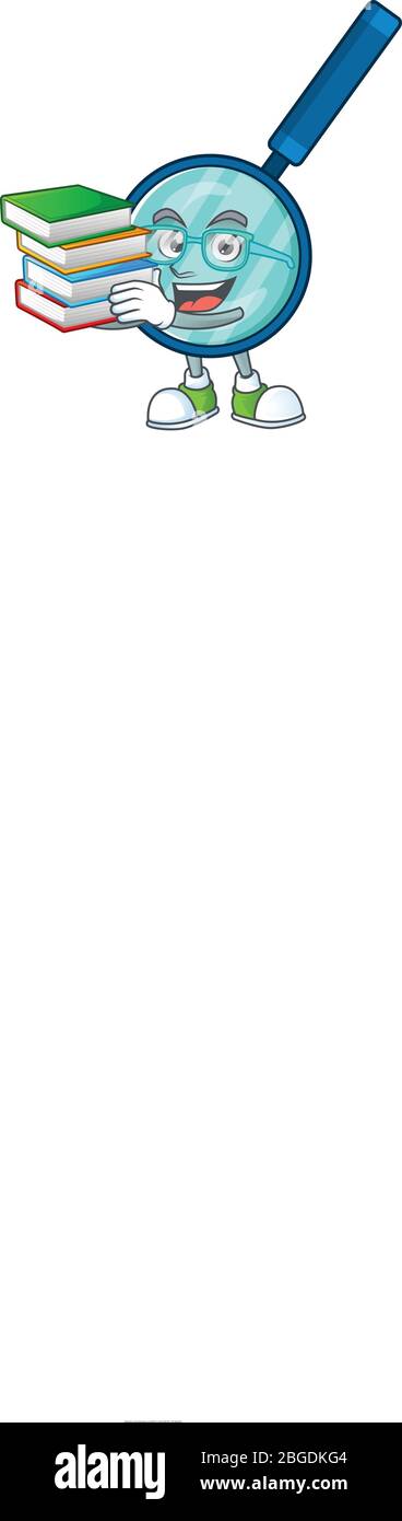 A mascot design of magnifying glass student character with book Stock ...