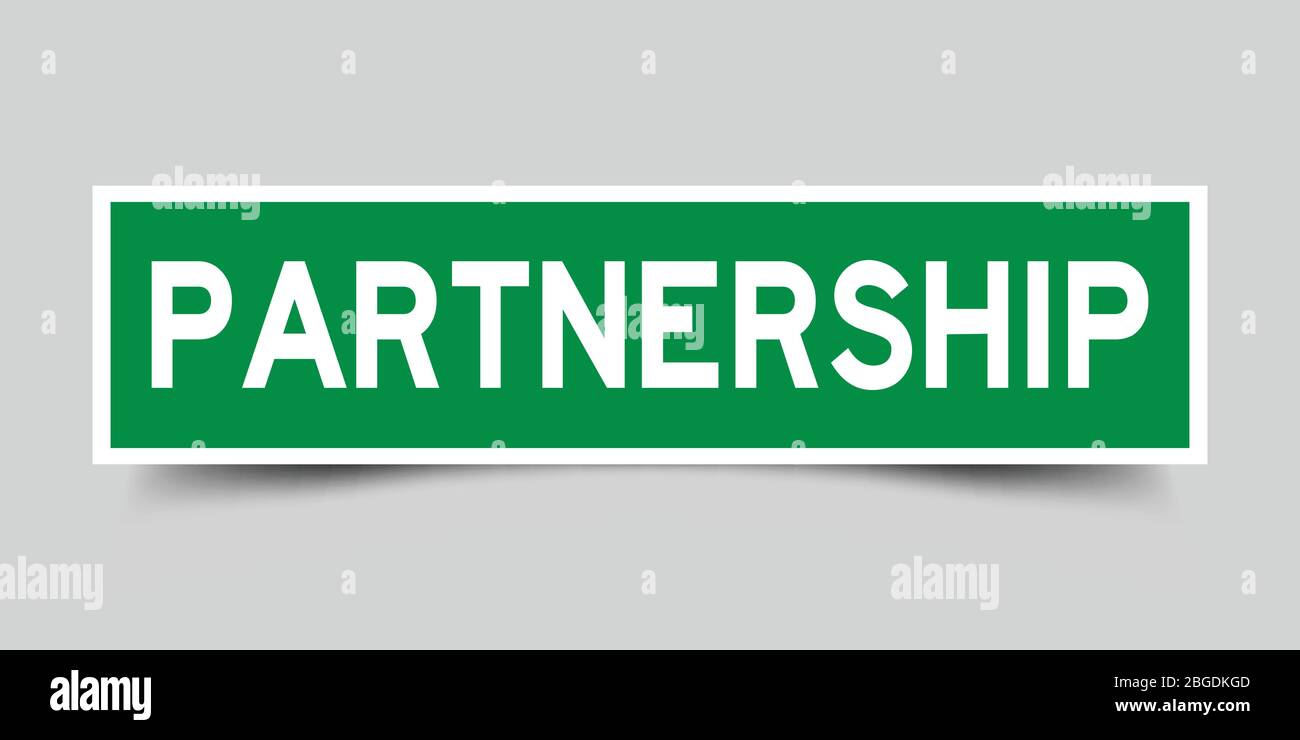 Square green sticker label in word partnership on gray background Stock ...