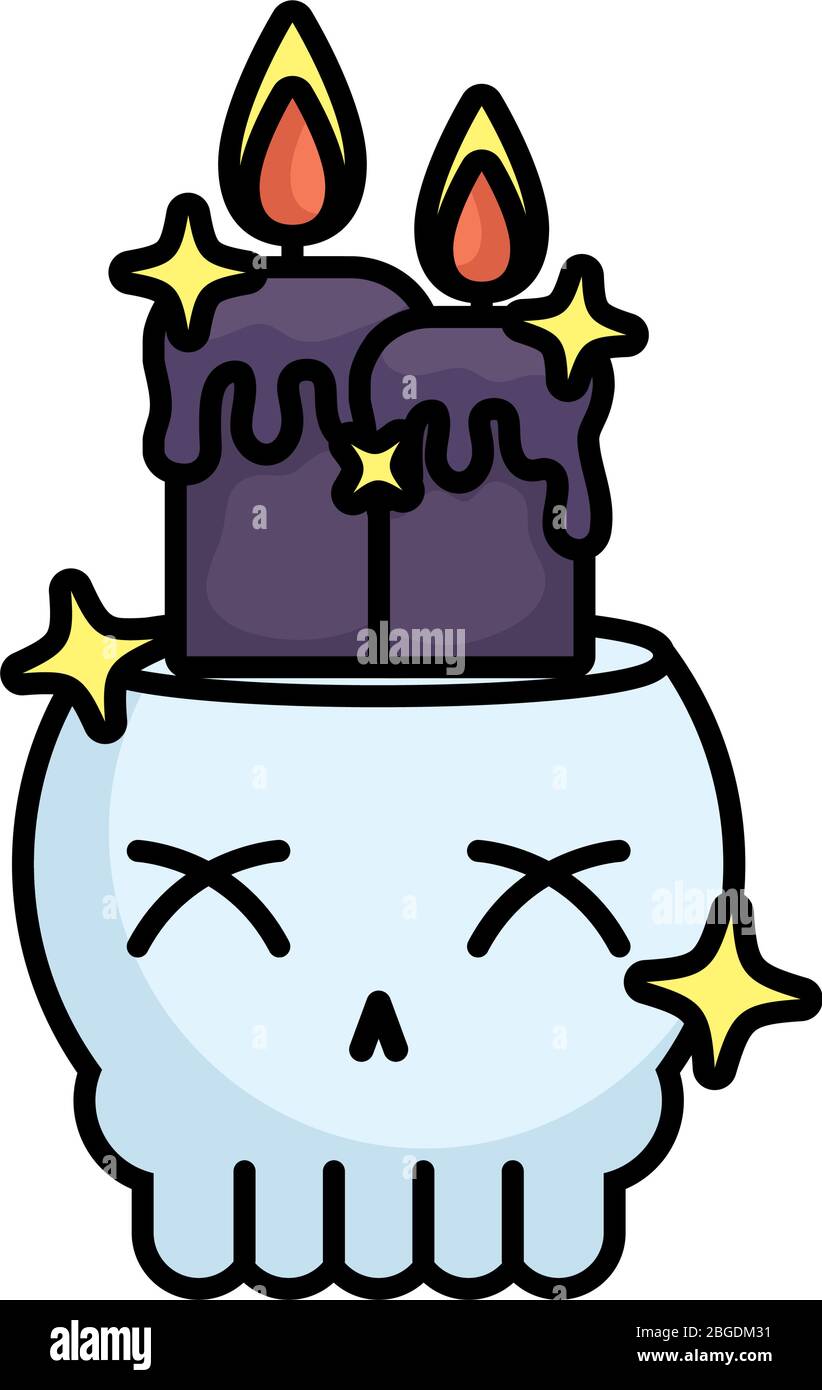 skull head with candles and stars magic sorcery Stock Vector Image ...