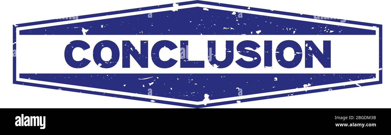 Grunge blue conclusion word hexagon rubber seal stamp on white background Stock Vector Image ...