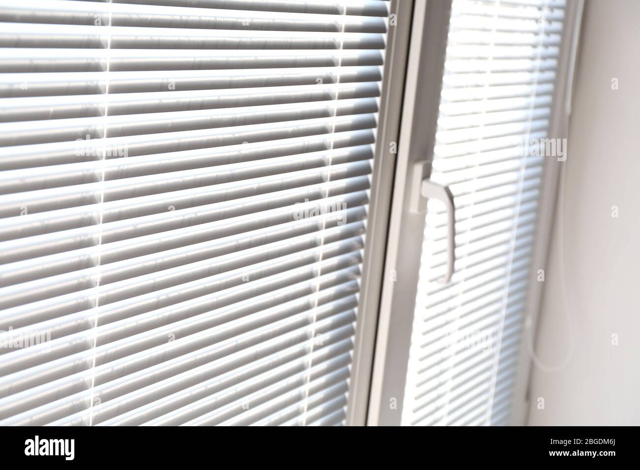 White window with opened blinds Stock Photo - Alamy