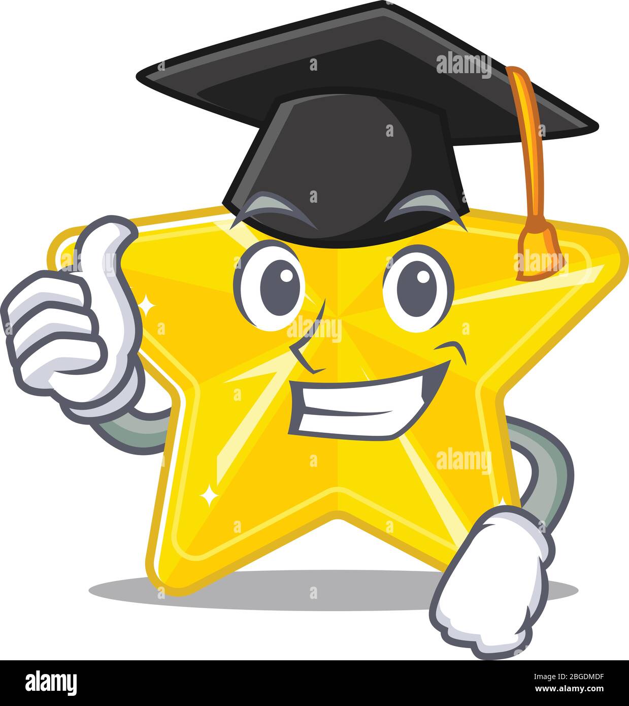 Happy face of shiny star in black graduation hat for the ceremony Stock ...