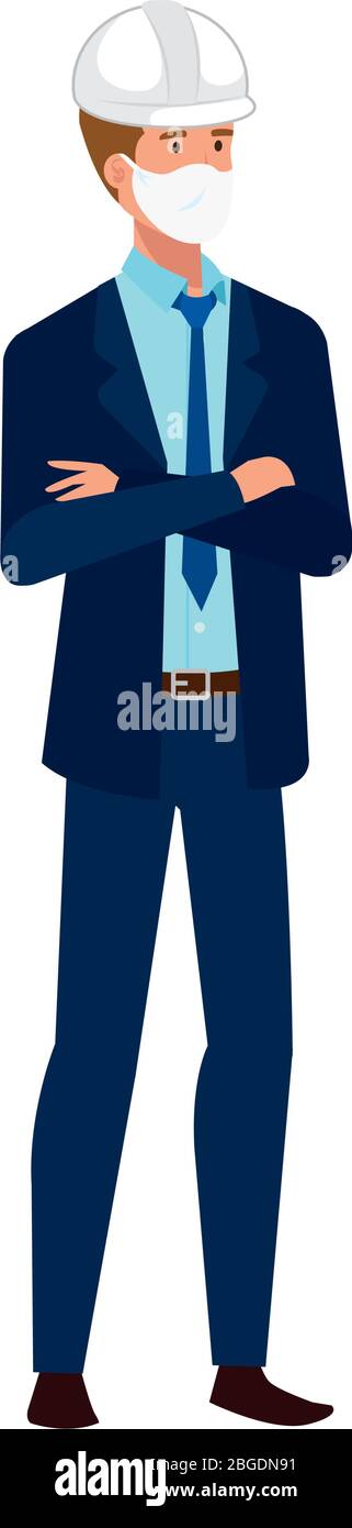 man engineer using face mask isolated icon Stock Vector Image & Art - Alamy
