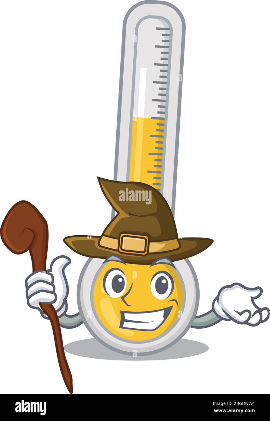 Warm thermometer sneaky and tricky witch cartoon character Stock Vector ...