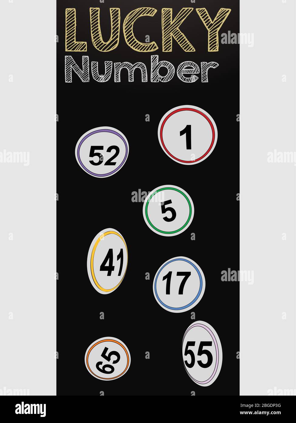 Black Vertical Panel With Hand Drawn Style Flying Bingo Lottery Buttons ...