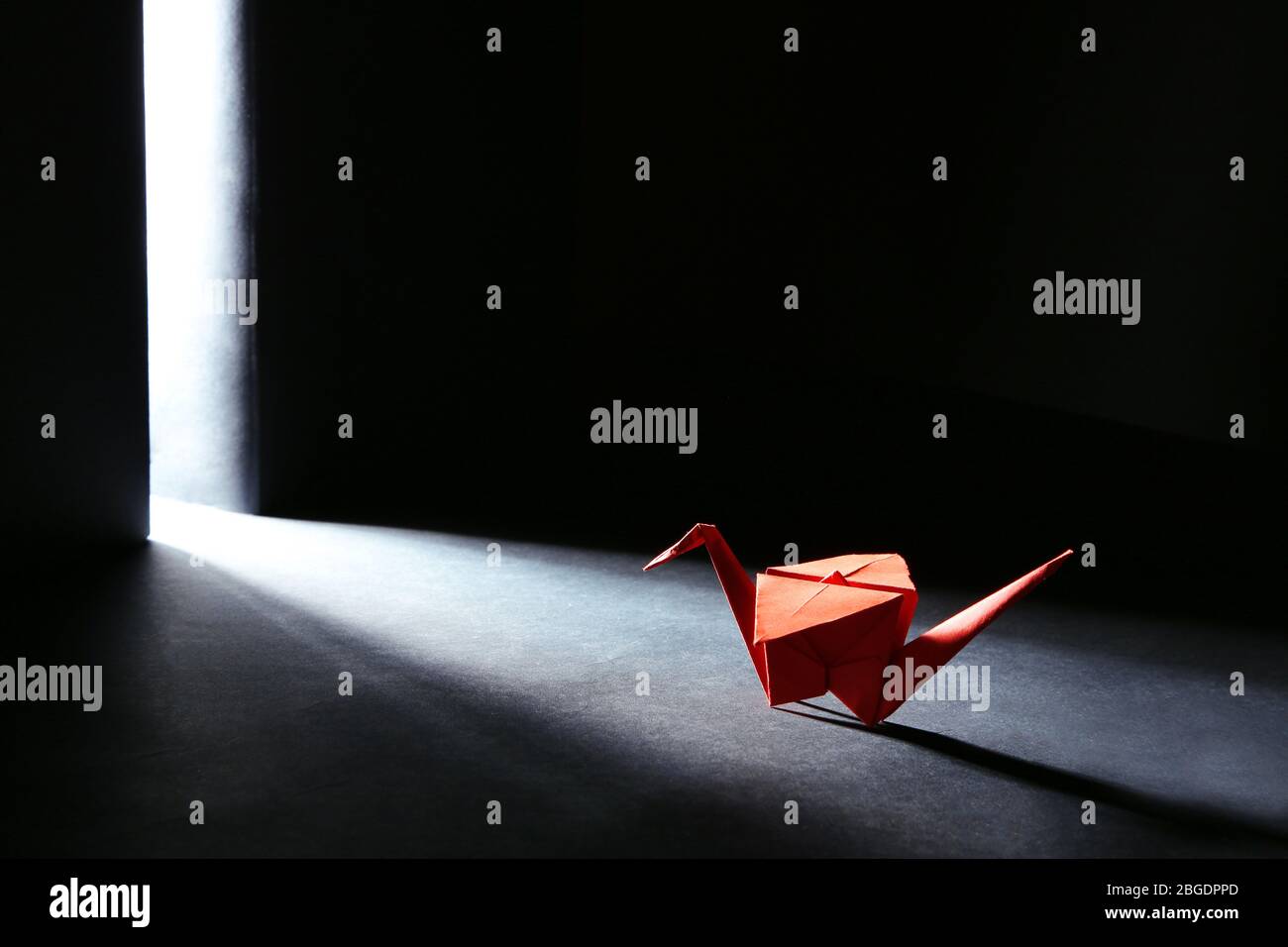 Origami crane on dark background with light Stock Photo - Alamy