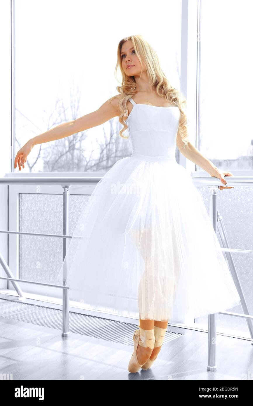 Beautiful balerina practicing in ballet class Stock Photo - Alamy
