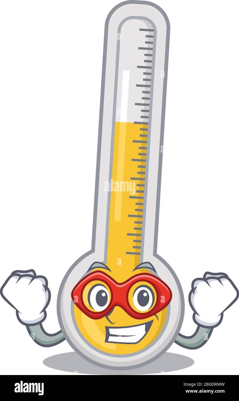 A cartoon character of warm thermometer performed as a Super hero Stock ...