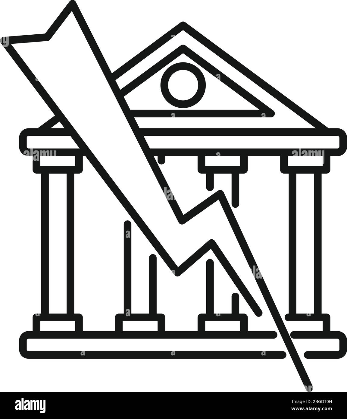 Bank bankrupt icon. Outline bank bankrupt vector icon for web design ...