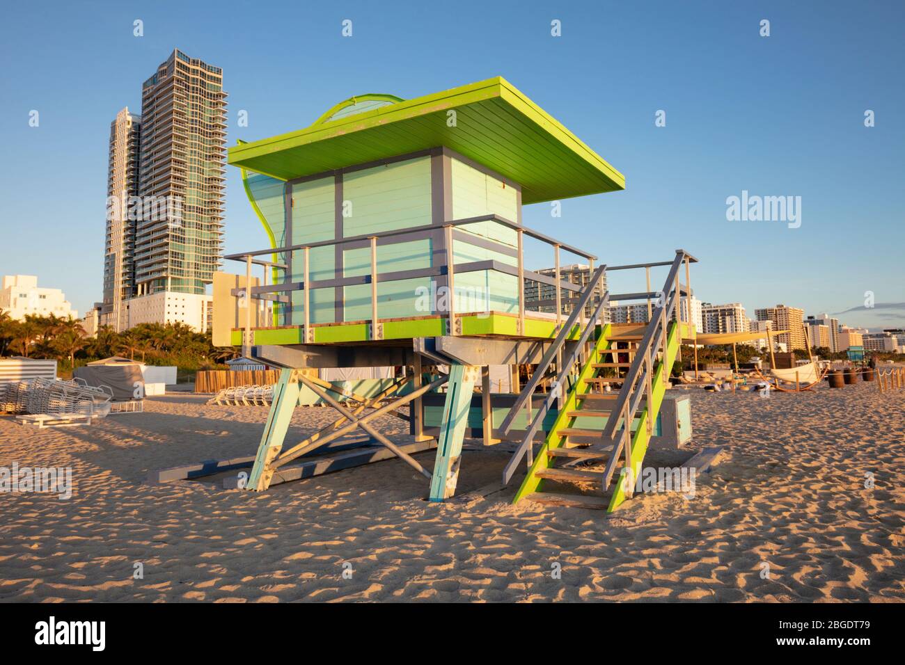 Lifeguard booth in Miami Beach. Miami Beach, Florida, USA Stock Photo ...