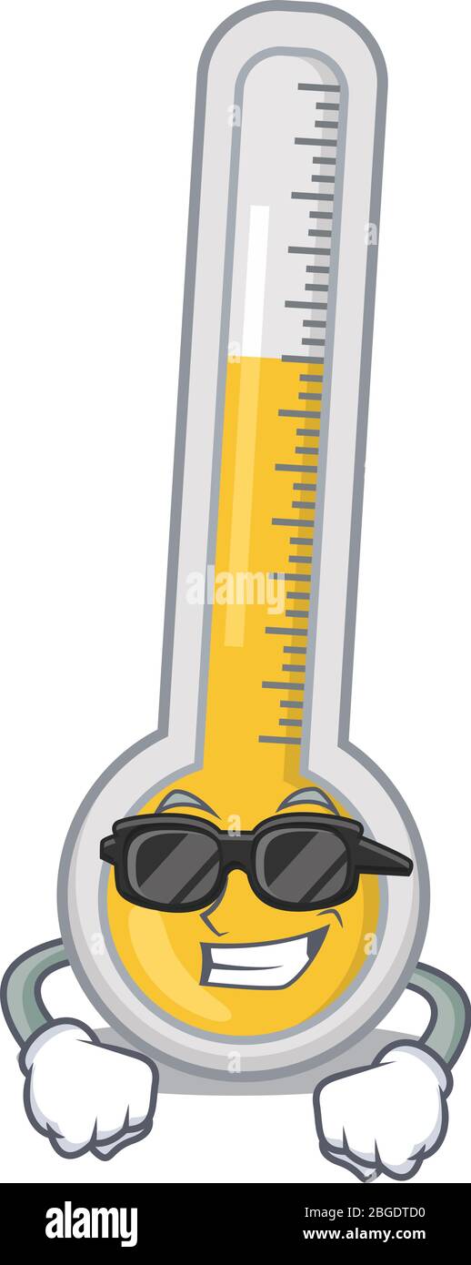 Cool warm thermometer cartoon character wearing expensive black glasses ...