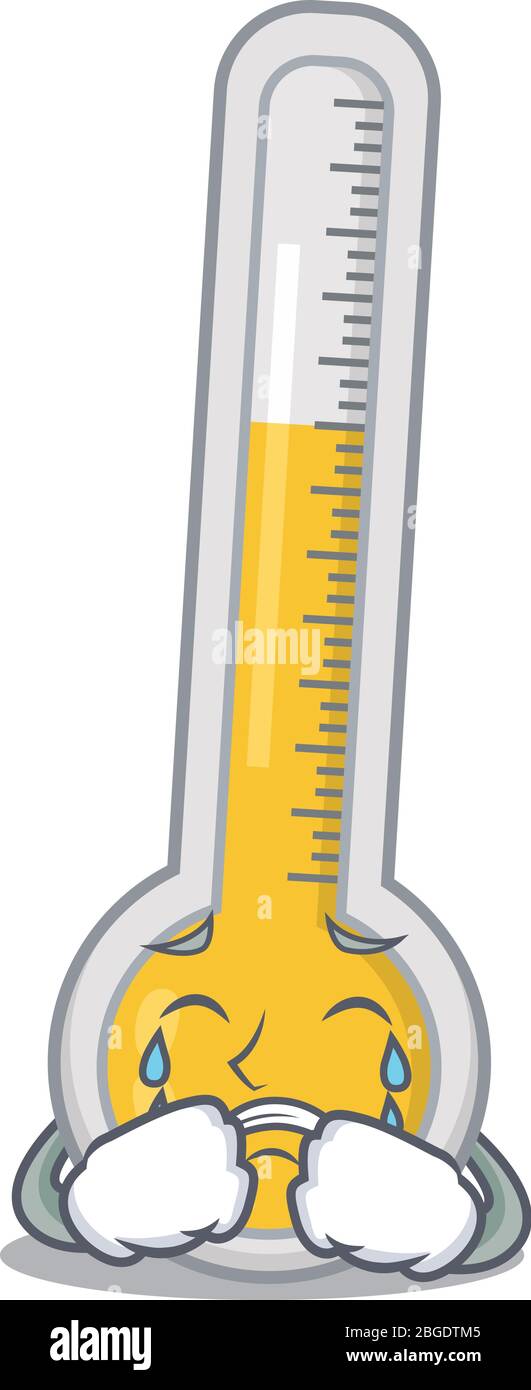 Cartoon character design of warm thermometer with a crying face Stock ...