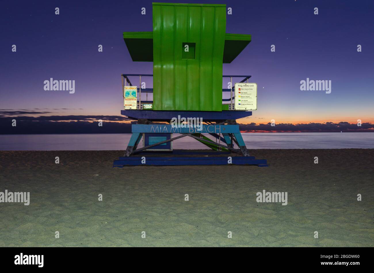 Lifeguard booth in Miami Beach. Miami Beach, Florida, USA Stock Photo ...