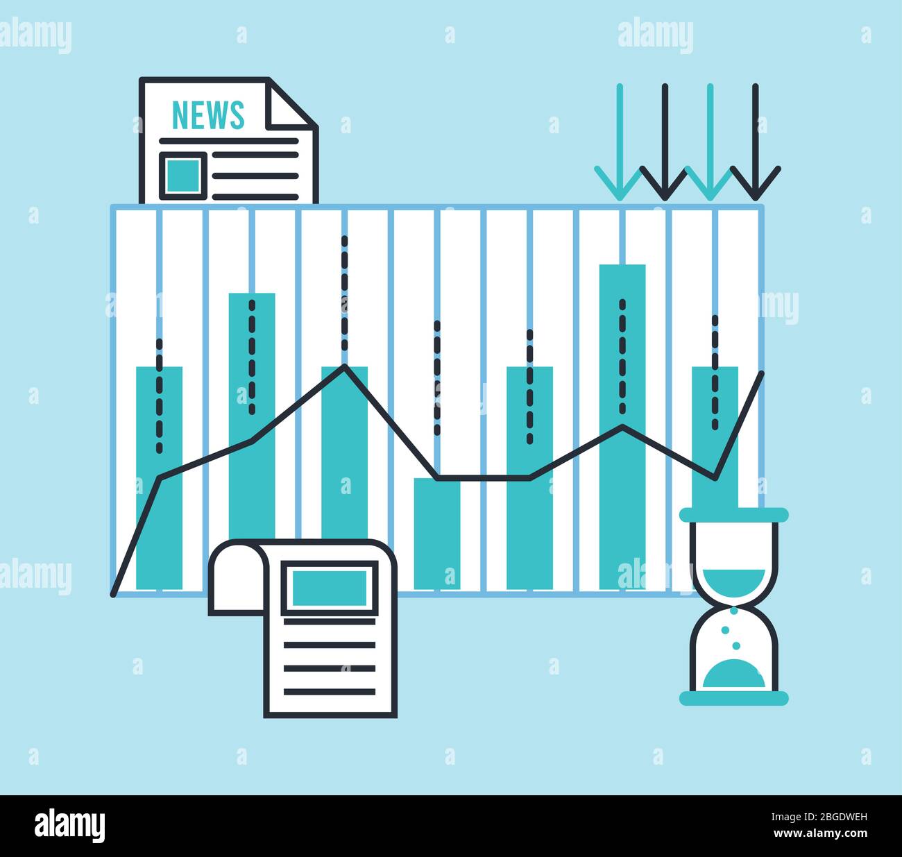 economic recession infographic with statistics bars and icons Stock ...