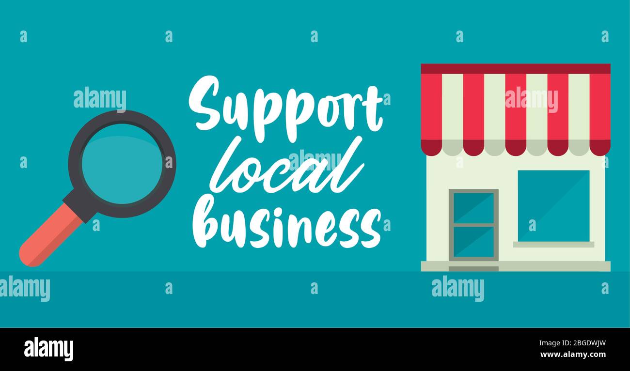 support local business poster with store building Stock Vector Image ...