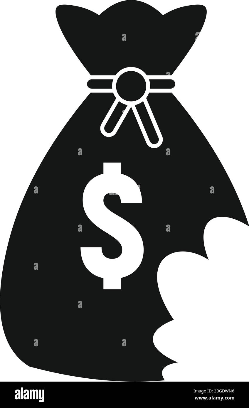 Money bag bankrupt icon. Simple illustration of money bag bankrupt ...