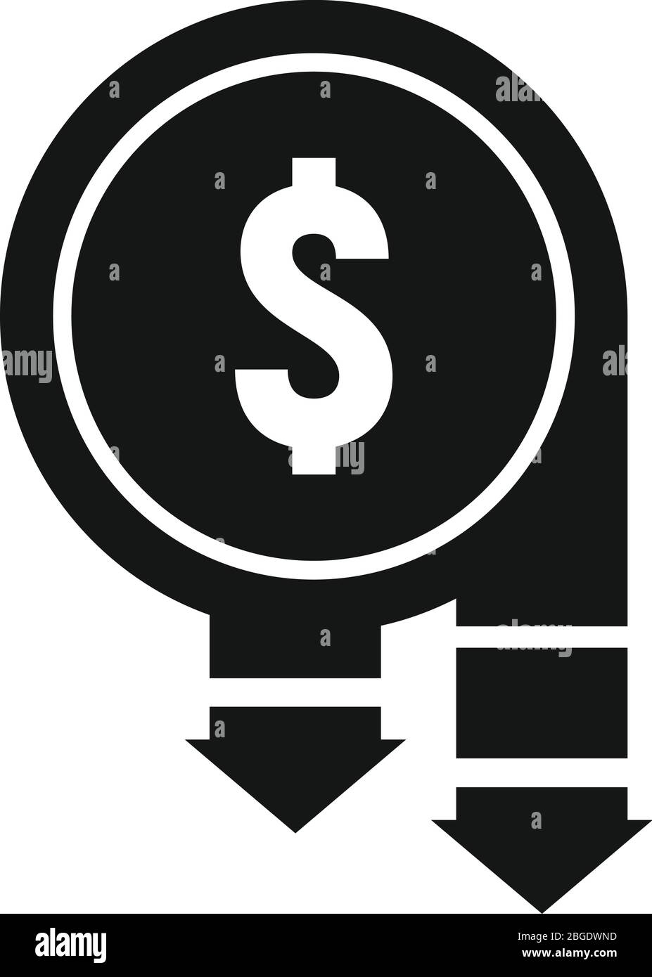 Drop dollar coin icon. Simple illustration of drop dollar coin vector ...