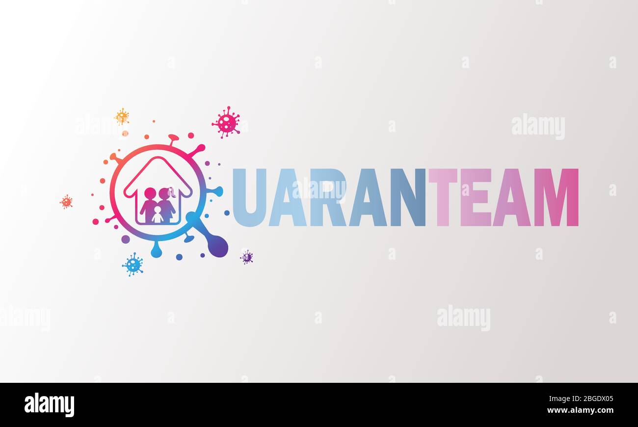 Quaranteam social logo and text to stay at home. Coronavirus quarantine ...