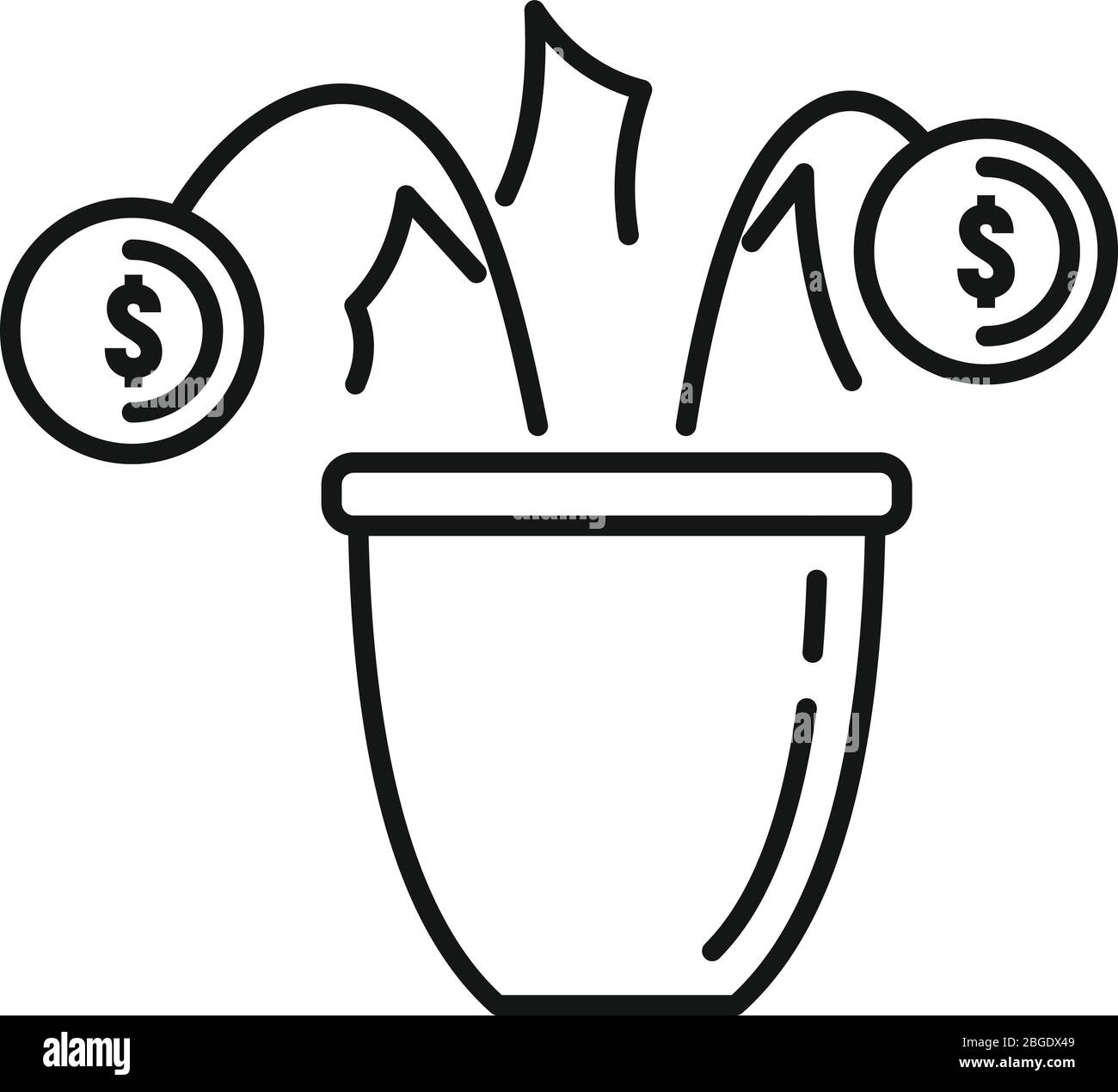 Bankrupt money flower icon. Outline bankrupt money flower vector icon ...