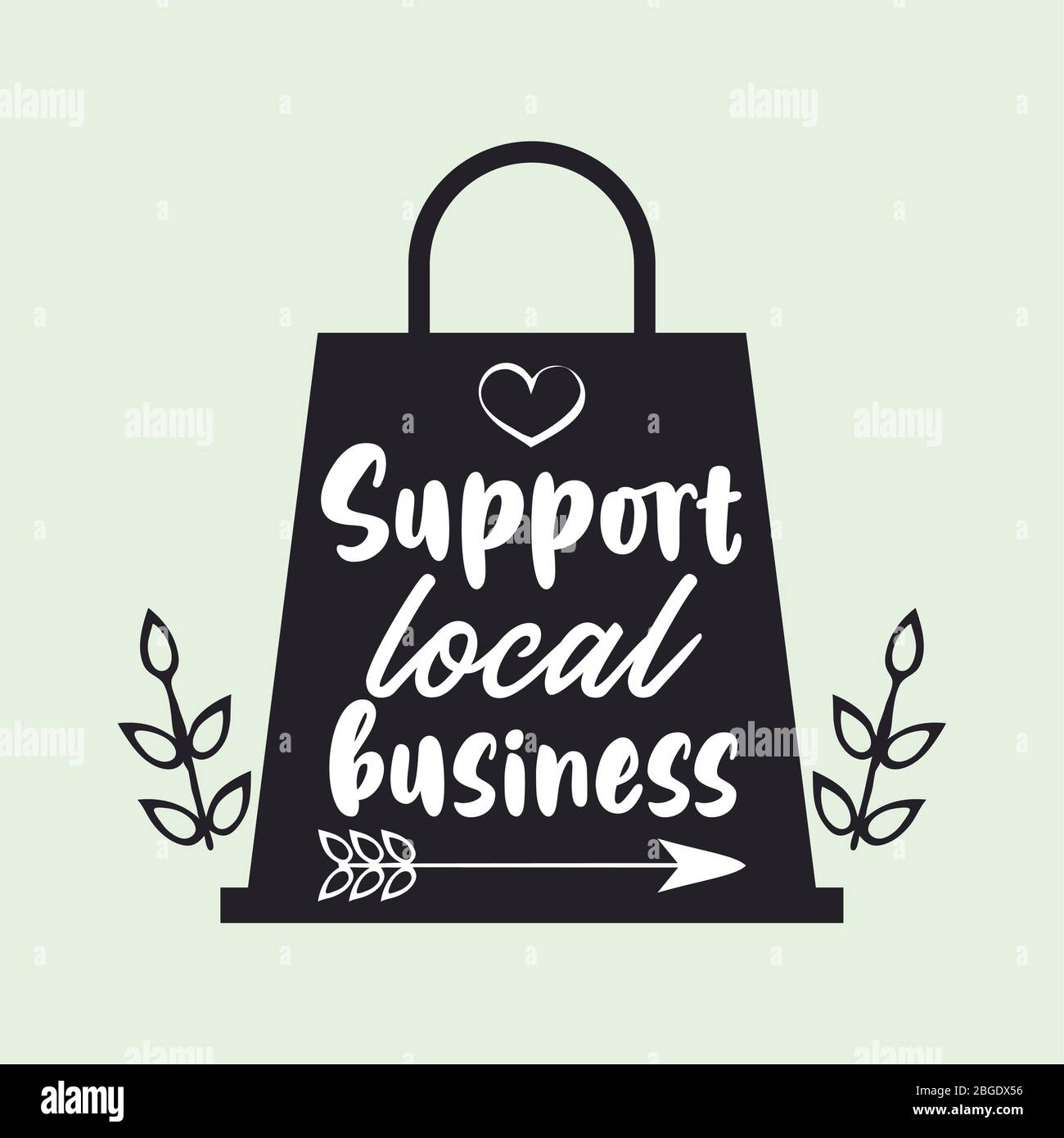 support local business poster with shopping bag Stock Vector Image ...