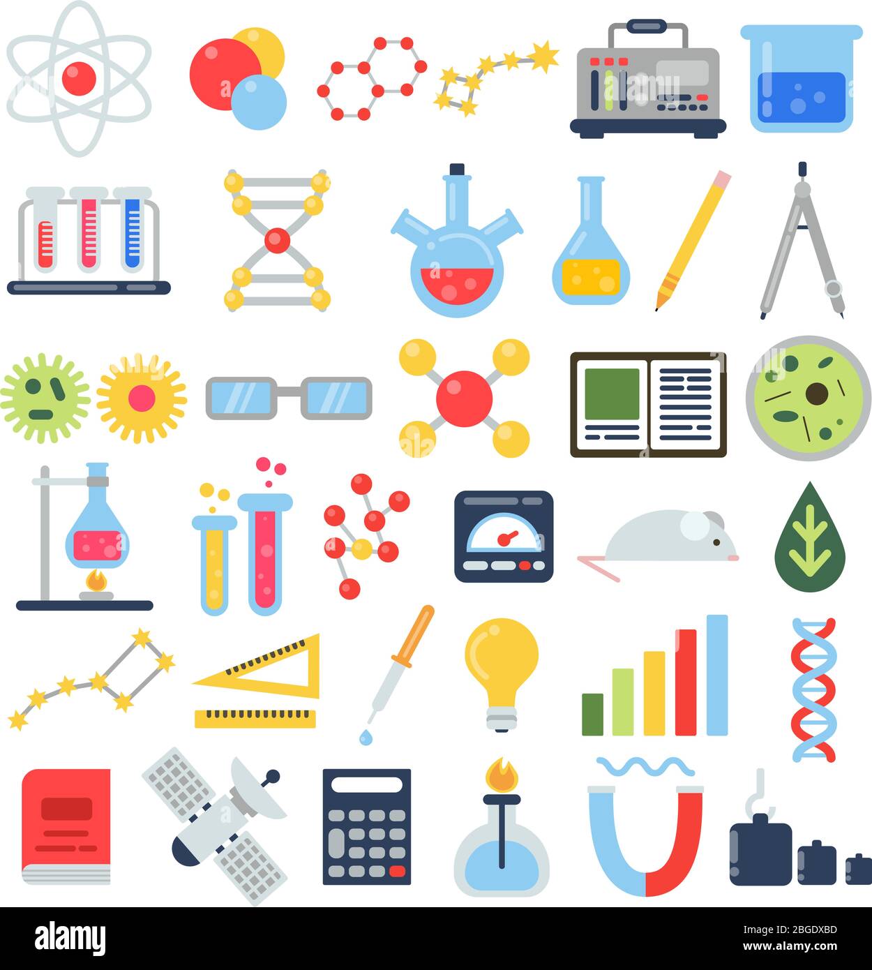 Scientific equipment for chemical testing. Science vector icon set ...