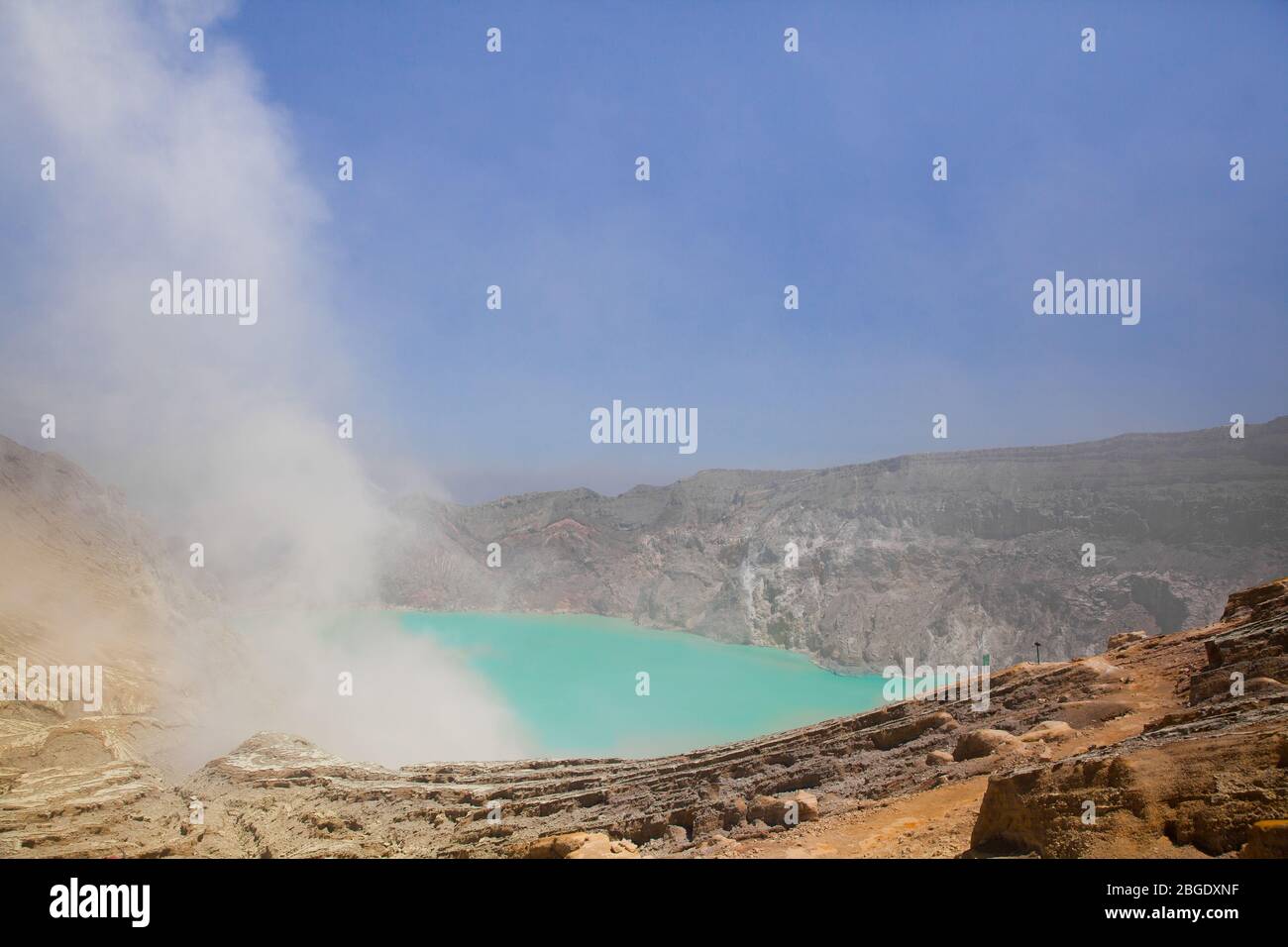 Volcano Ijen. View from above, stunning view of the Ijen volcano with ...