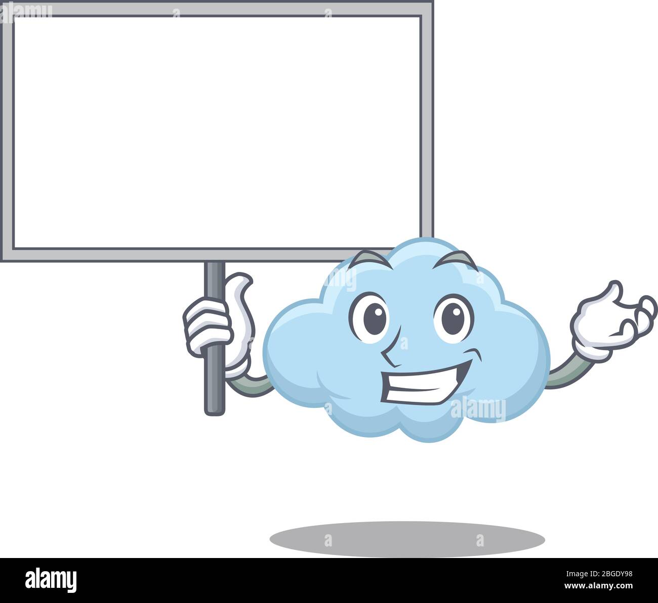 An icon of blue cloud mascot design style bring a board Stock Vector ...