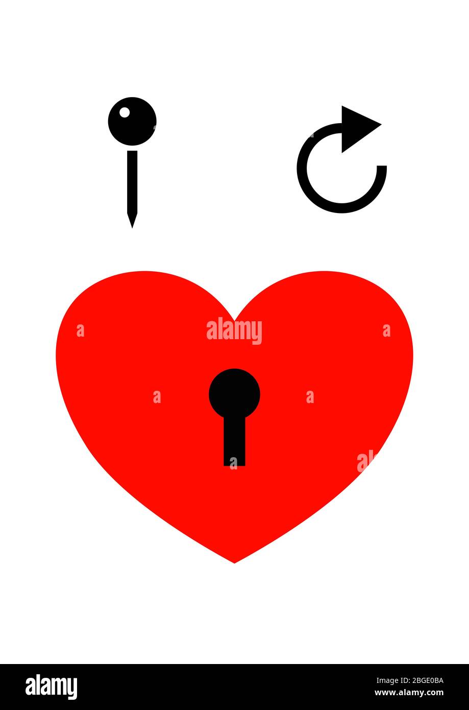 Heart with keyhole for key for Valentine's Day. Template for text ...