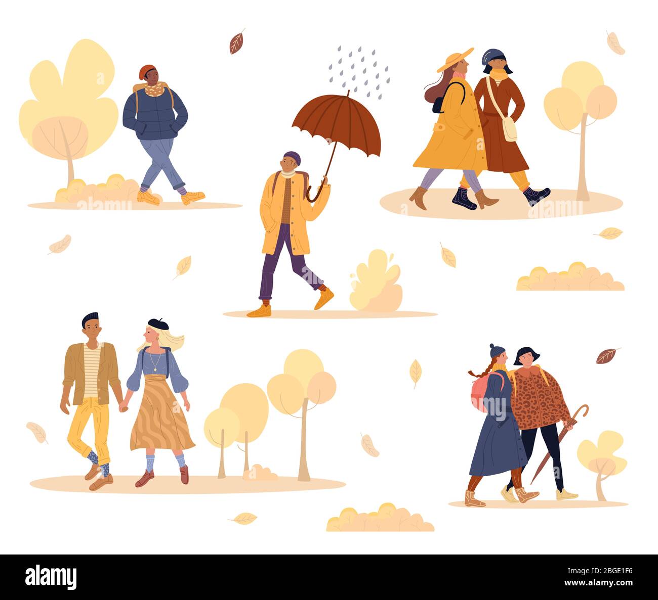 Autumn park walk couple Stock Vector Images - Alamy