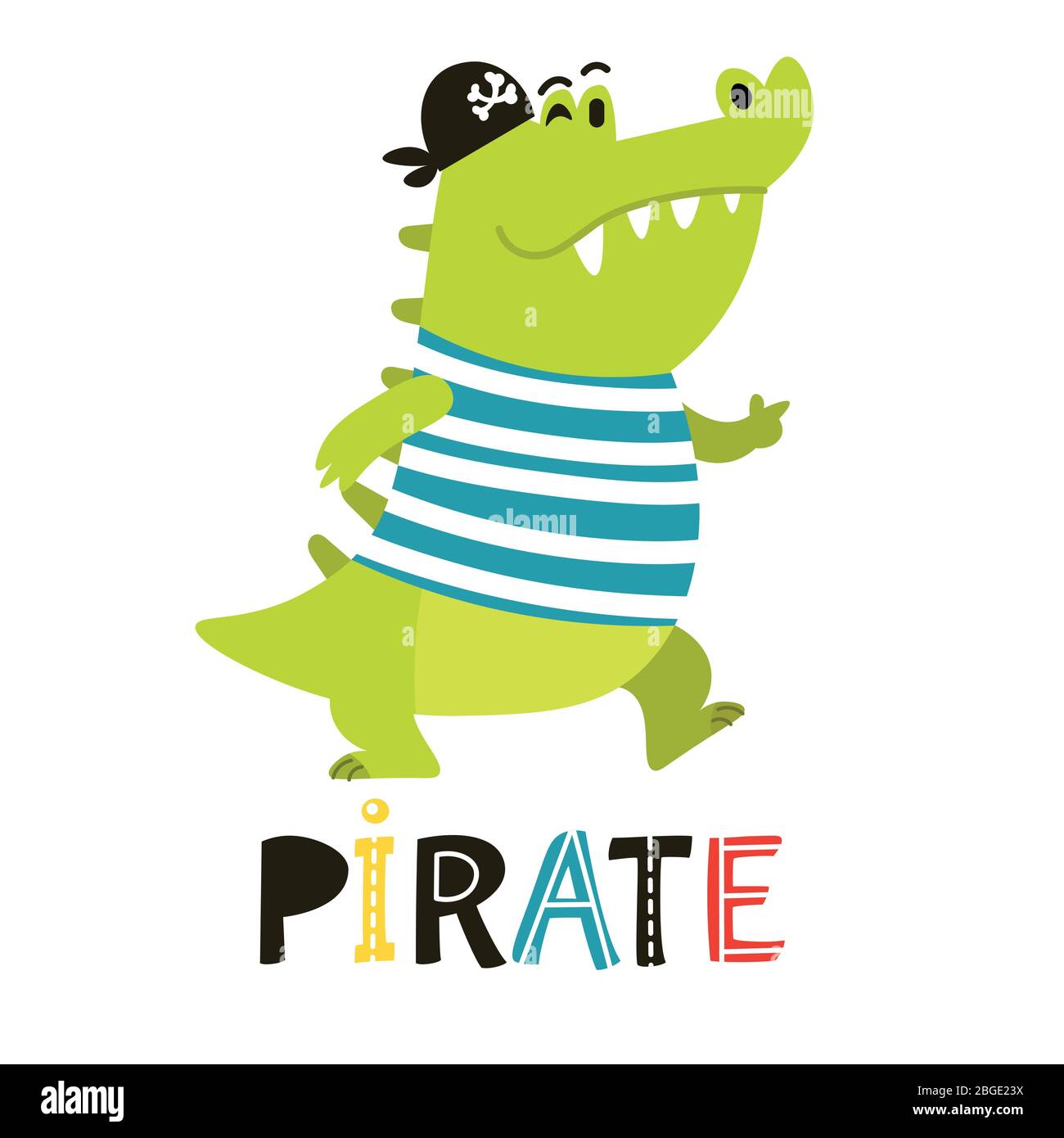 Collection of African animals adorable pirates isolated on white ...
