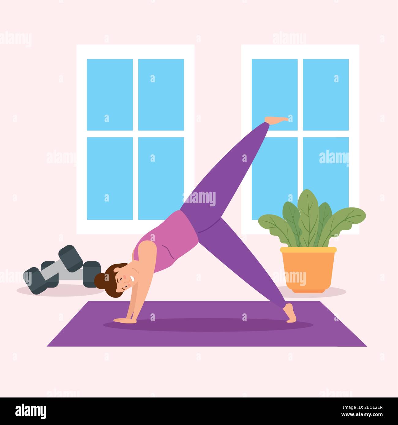 woman practicing exercise in the home Stock Vector Image & Art - Alamy