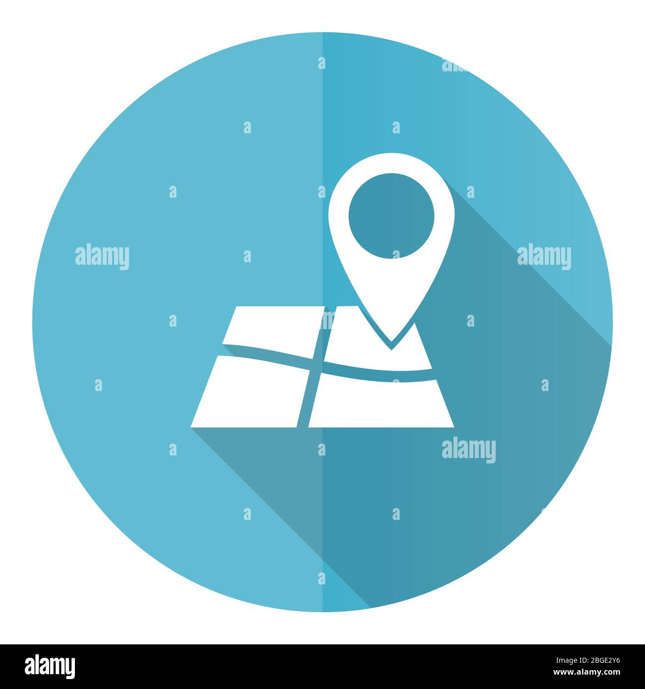 Gps Map Travel Blue Round Flat Design Vector Icon Isolated On White