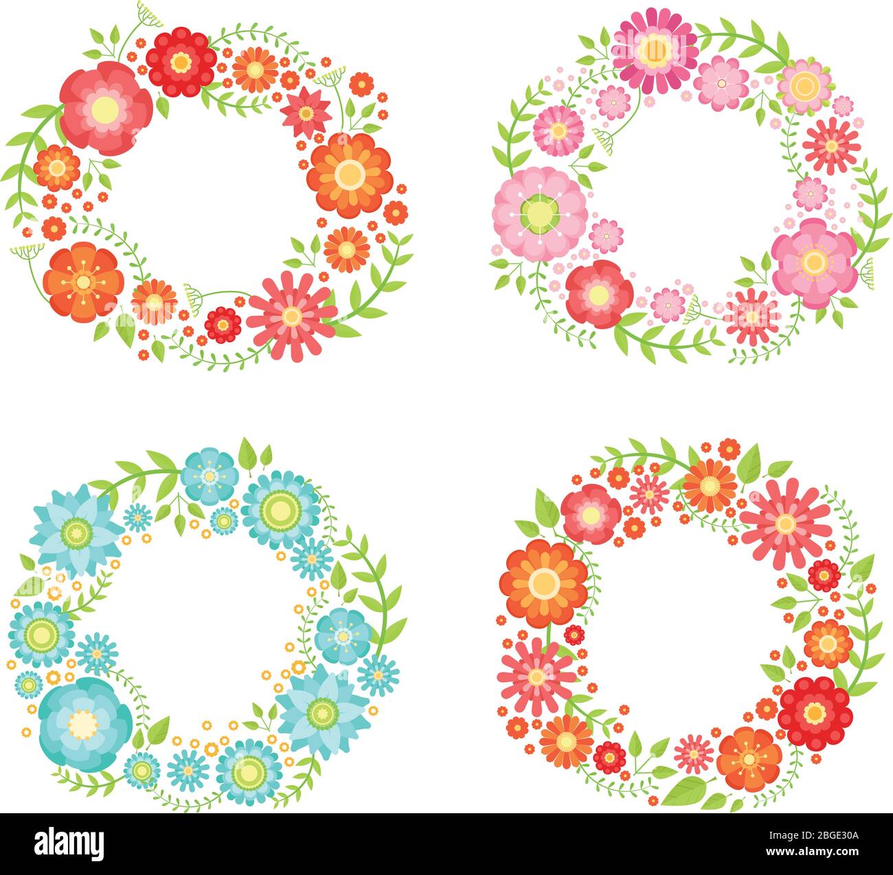 Floral frames in circle shapes with place for your text. Vector vintage ...