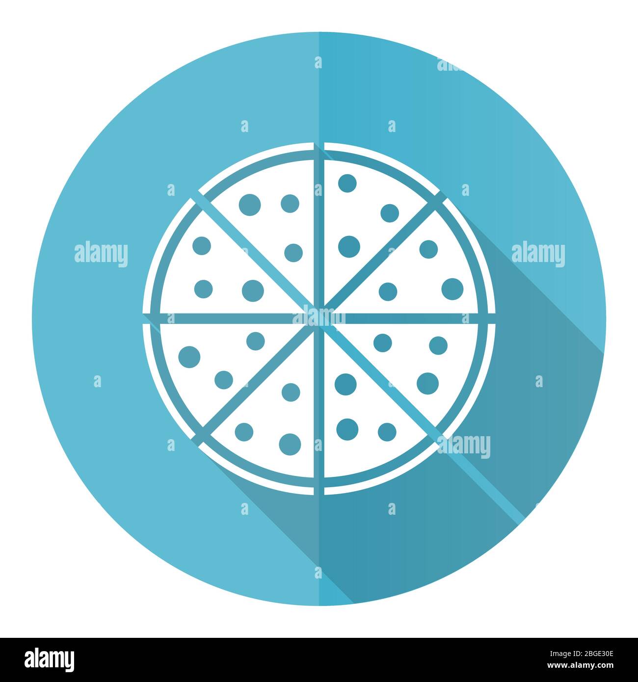 Pizza blue round flat design vector icon isolated on white background ...