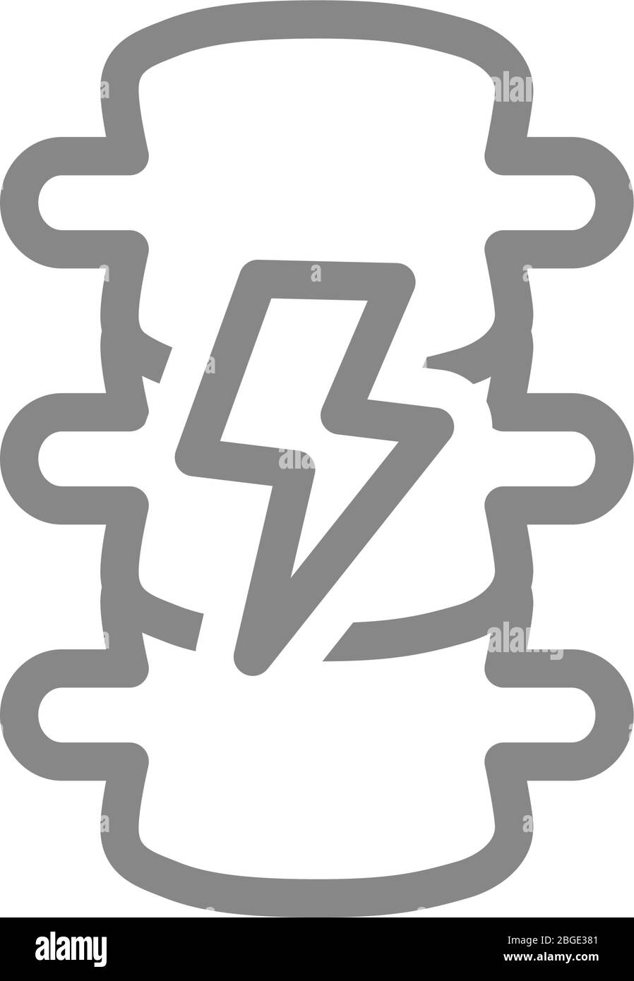Spine with acute pain line icon. Disease backbone, arthritis symbol ...