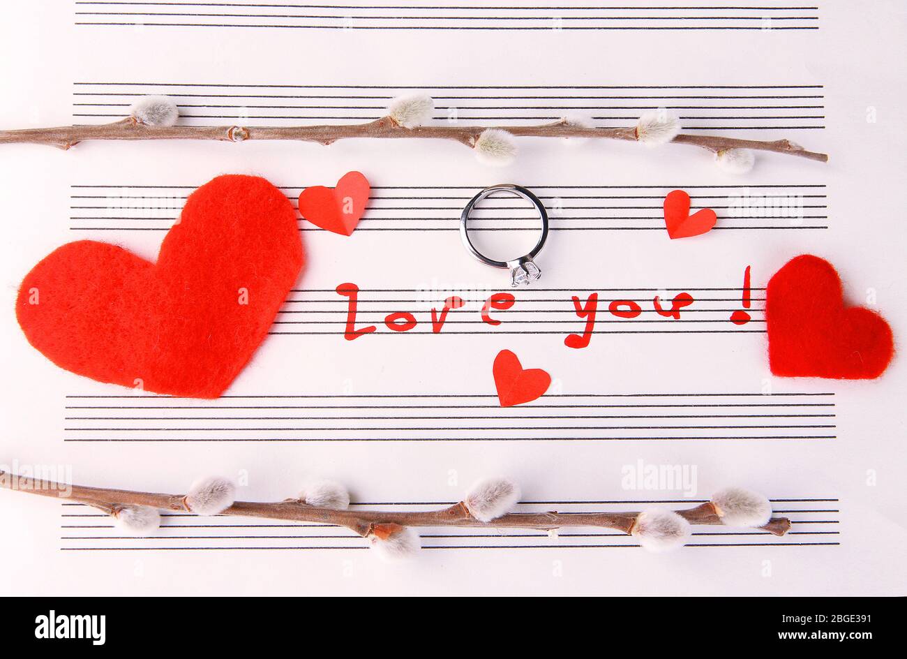 Music notes in music note book. Concept of love melody Stock Photo - Alamy
