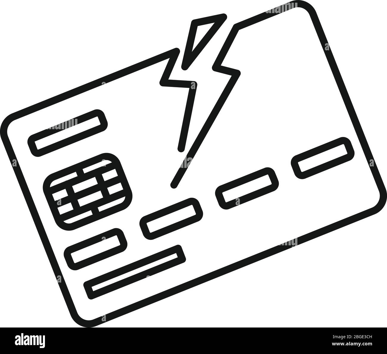 Bankrupt bank card icon. Outline bankrupt bank card vector icon for web ...