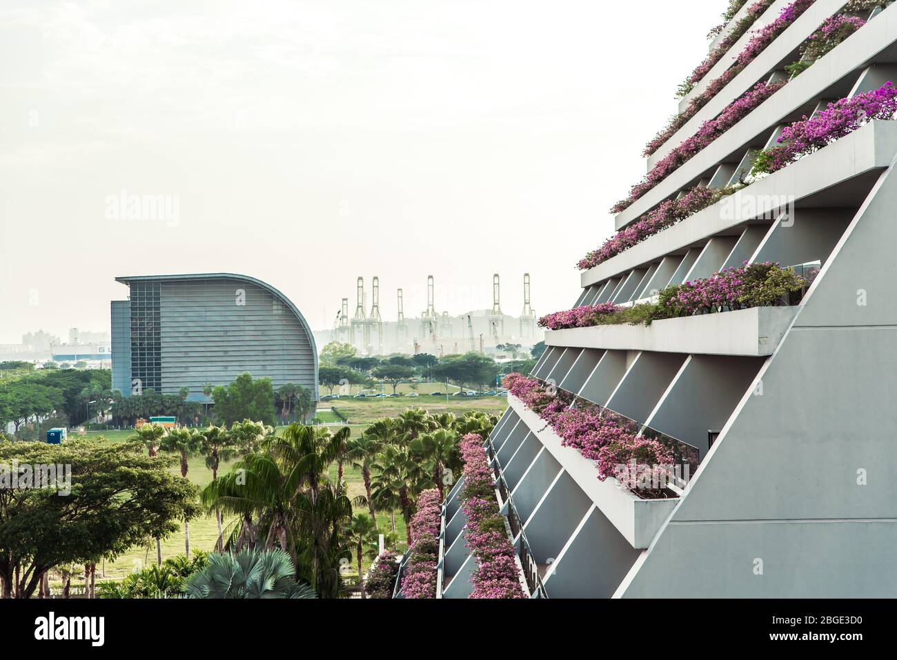 Singapore, Oct 19: Futuristic high rise building in tropical ...