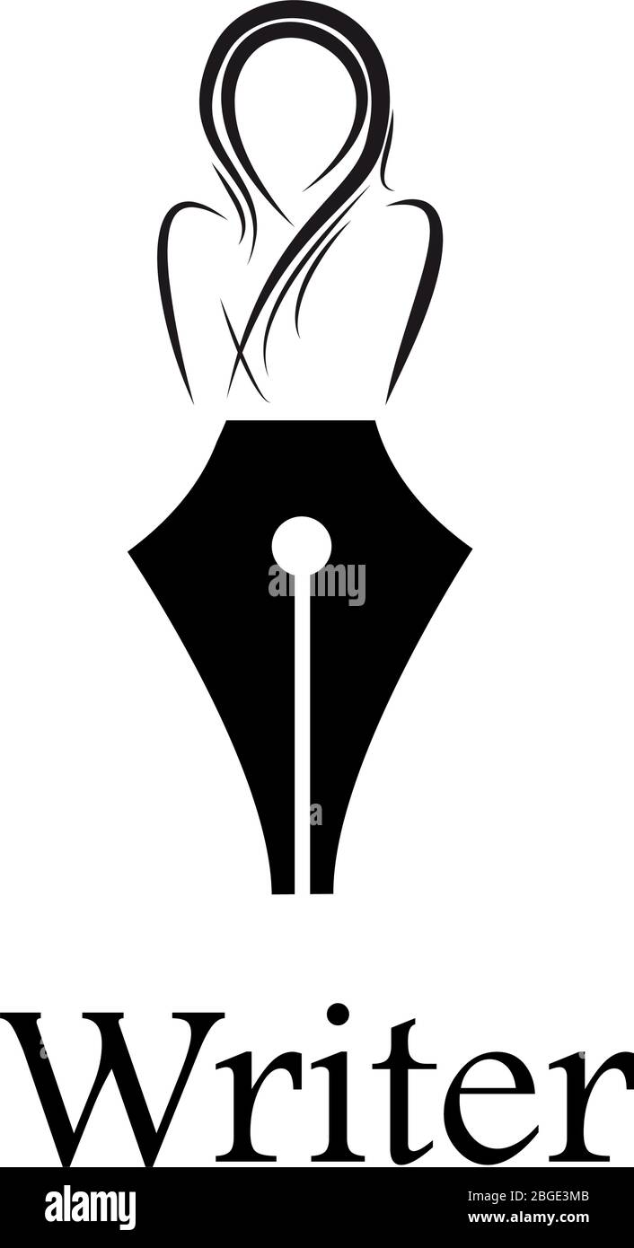 Vector sign writer. Fountain pen, head of a person Stock Vector Image ...