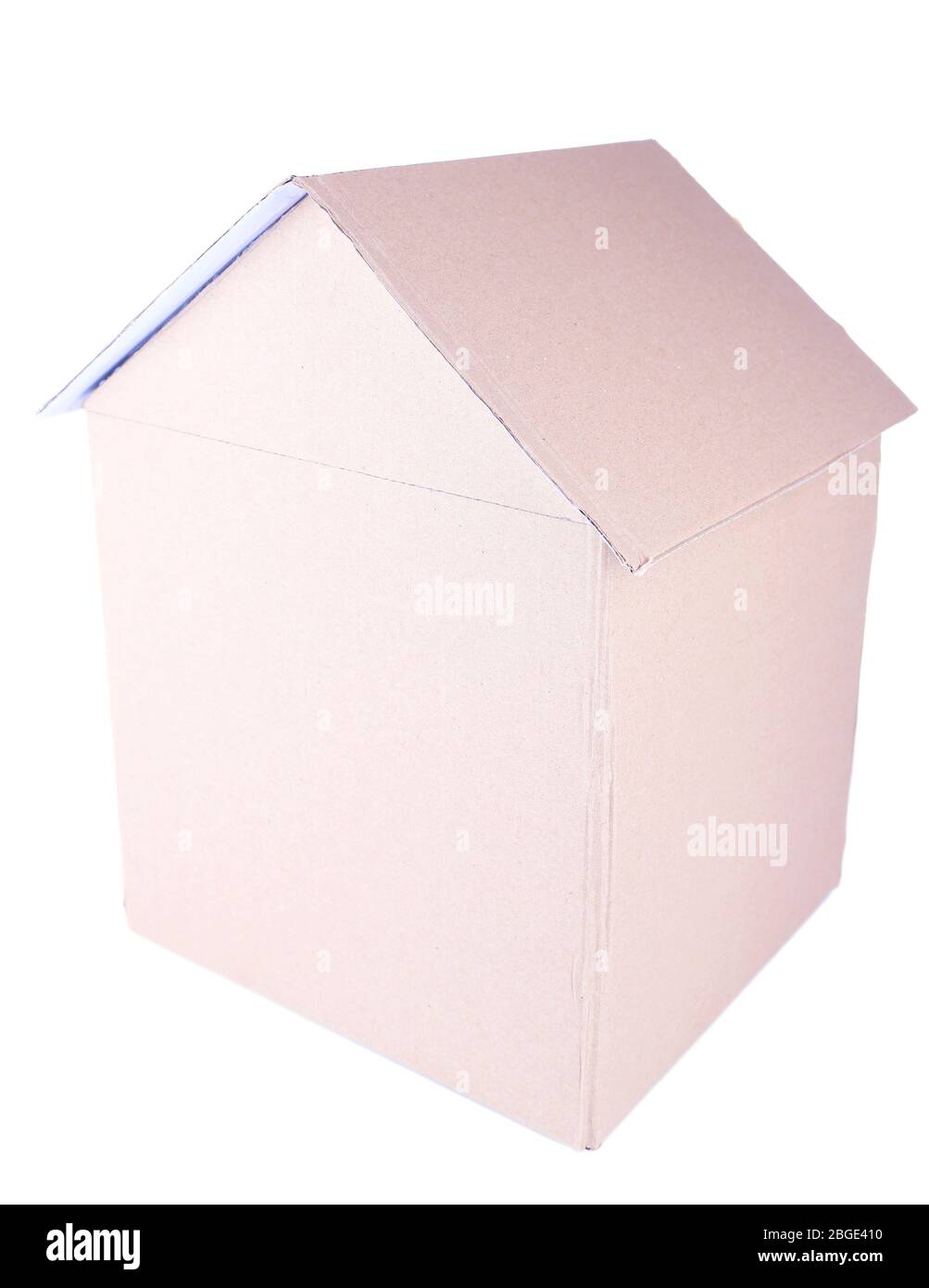 Cardboard house isolated on white Stock Photo - Alamy
