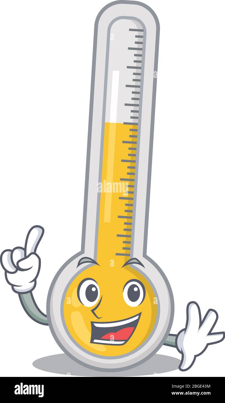 Warm thermometer mascot character design with one finger gesture Stock ...