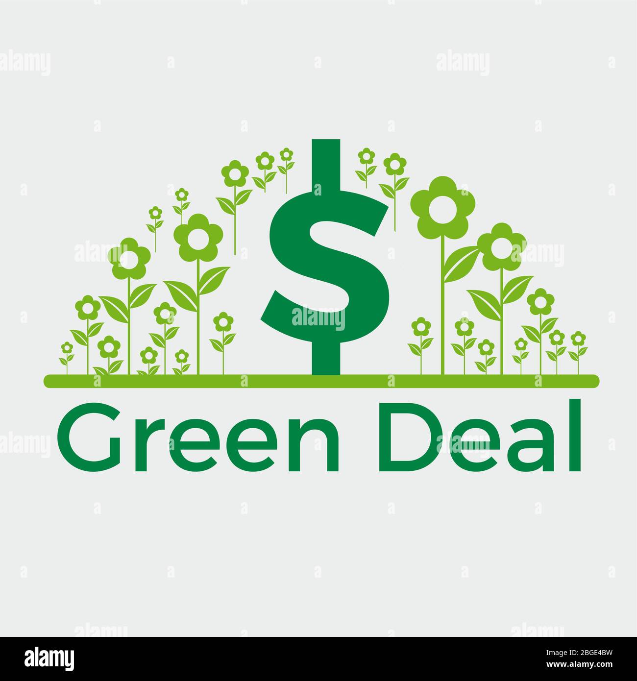 Green deal. Conceptual illustration with flowers and dollar sign Stock ...