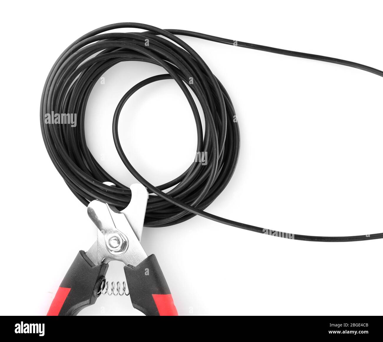 Side cutters cut cable isolated on white Stock Photo - Alamy