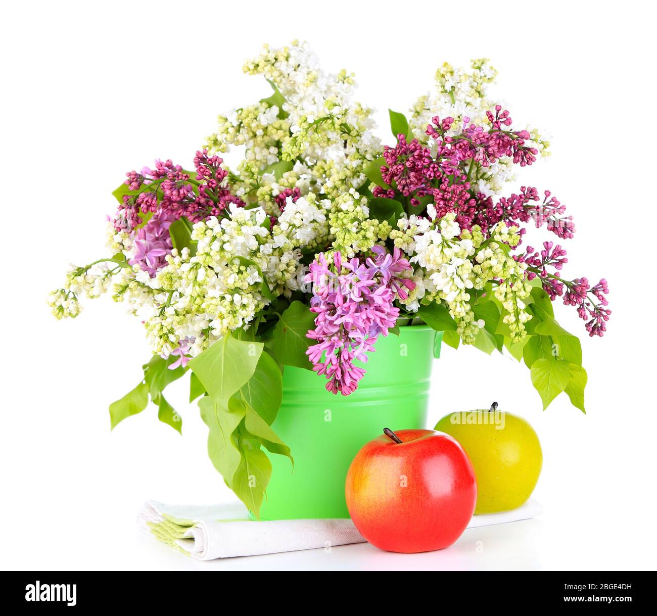 Beautiful lilac flowers in vase, isolated on white Stock Photo - Alamy