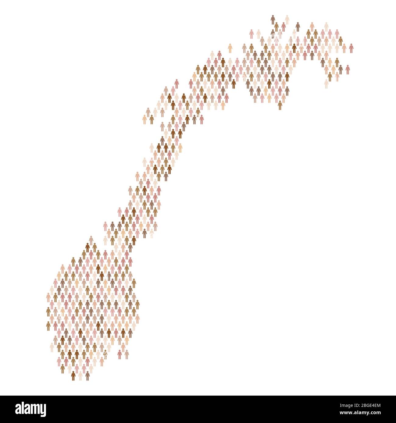 Norway population infographic. Map made from stick figure people Stock ...