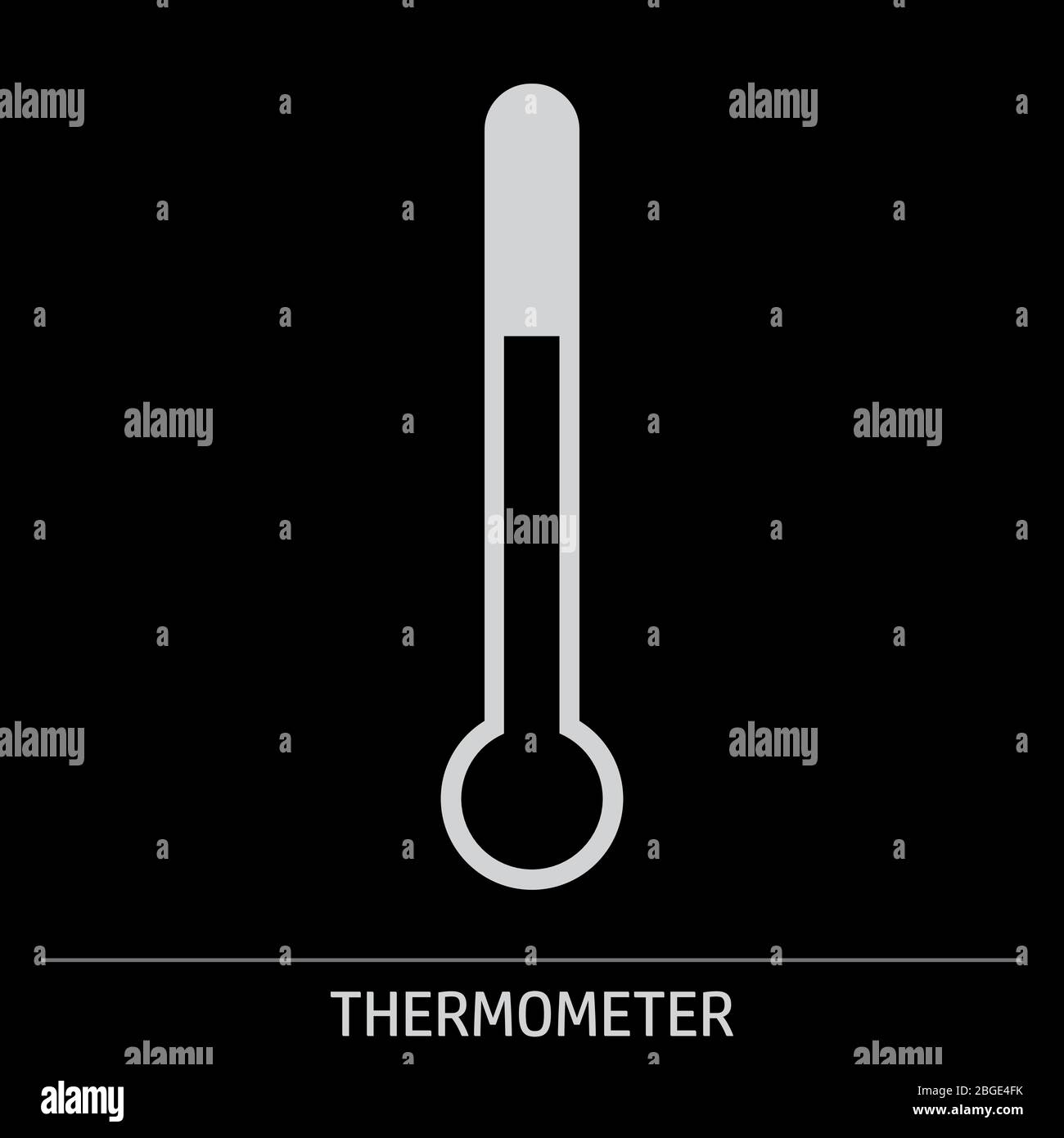 Thermometer icon illustration on gray background with label Stock ...
