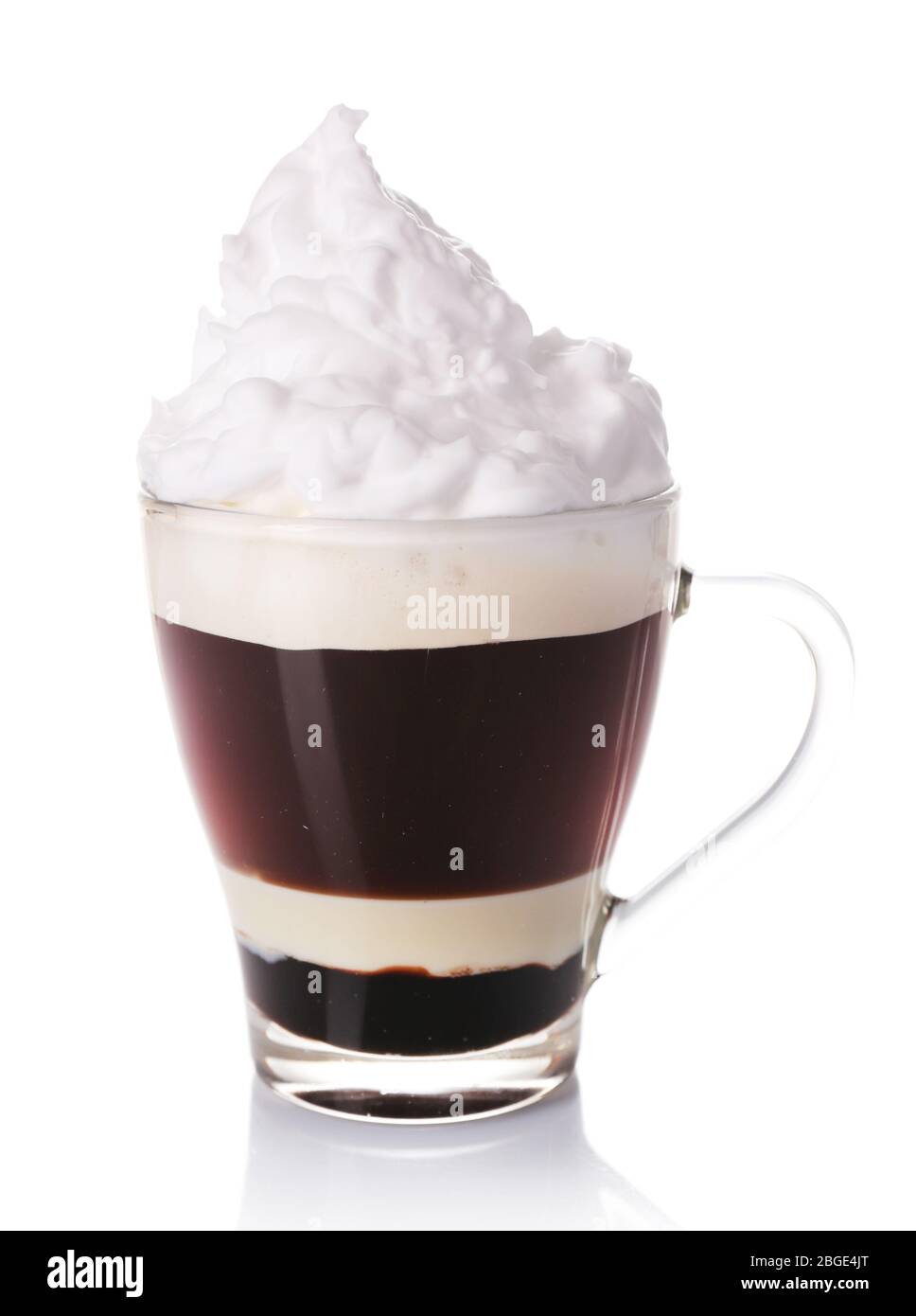 Glass of coffee with cream and chocolate, isolated on white Stock Photo ...